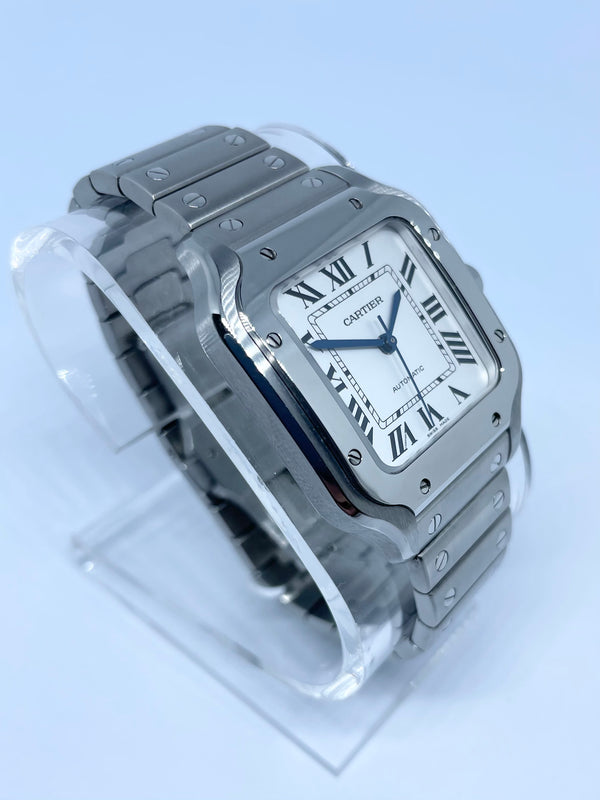 Cartier Santos Medium Steel Mens Watch WSSA0010 Box Papers & All Liter ...